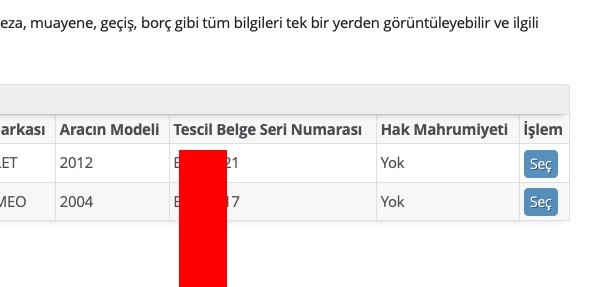 Araç Ruhsat Seri ve Numarası Öğrenme – BekçiAlımı